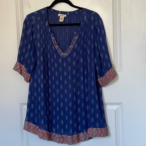 Sundance | Tops | Sundance Blue Mixed Print Tunic Medium | Poshmark